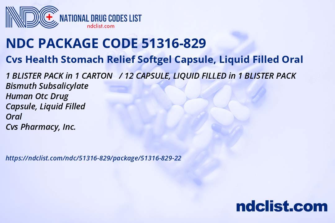 NDC Package 51316-829-22 Cvs Health Stomach Relief Softgel Capsule ...