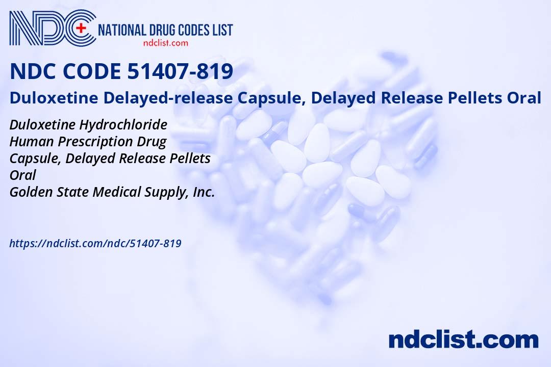Duloxetine Capsule, Delayed Release Pellets- NDC51407-819