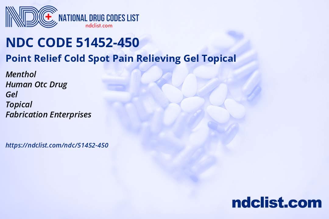 NDC 51452-450 Point Relief Cold Spot Pain Relieving Gel Topical