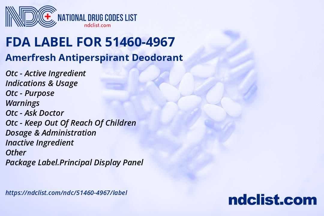 Amerfresh Antiperspirant Deod FDA Label - NDC 51460-4967