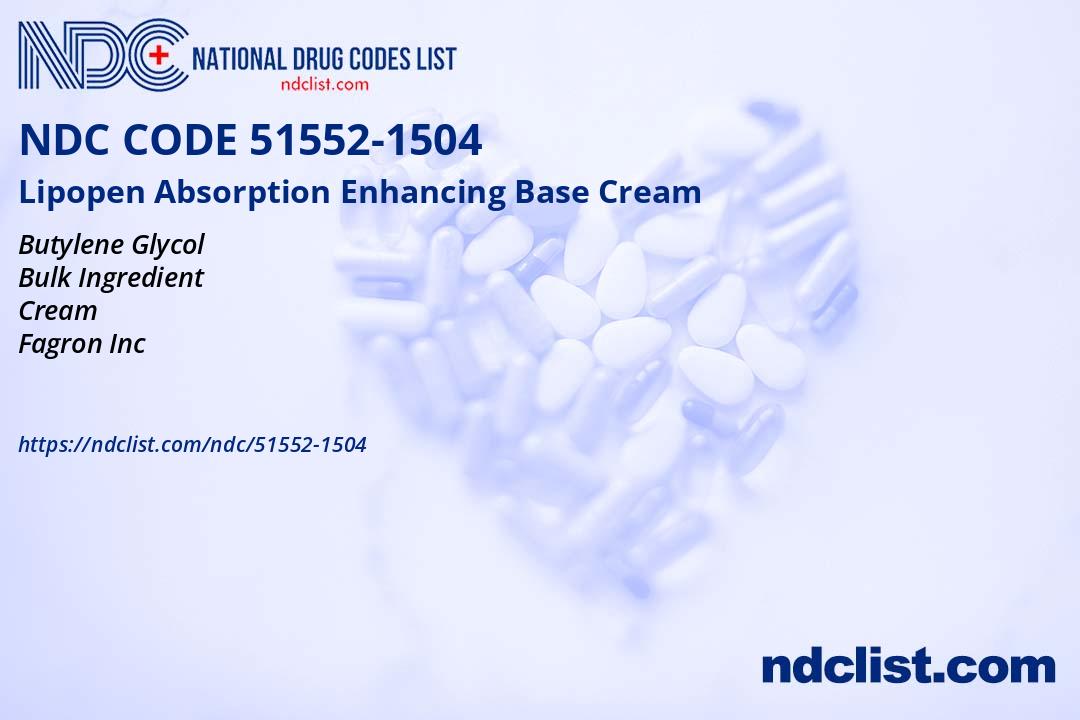 NDC 51552-1504 Lipopen Absorption Enhancing Base Cream