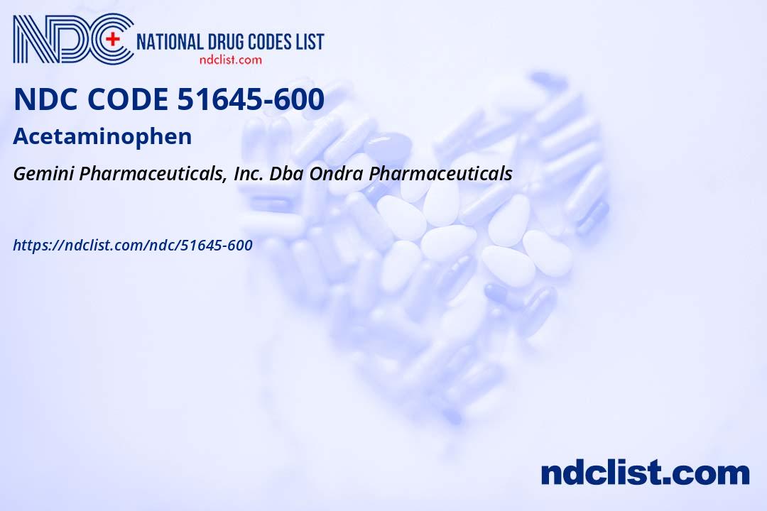 NDC 51645-600 Acetaminophen