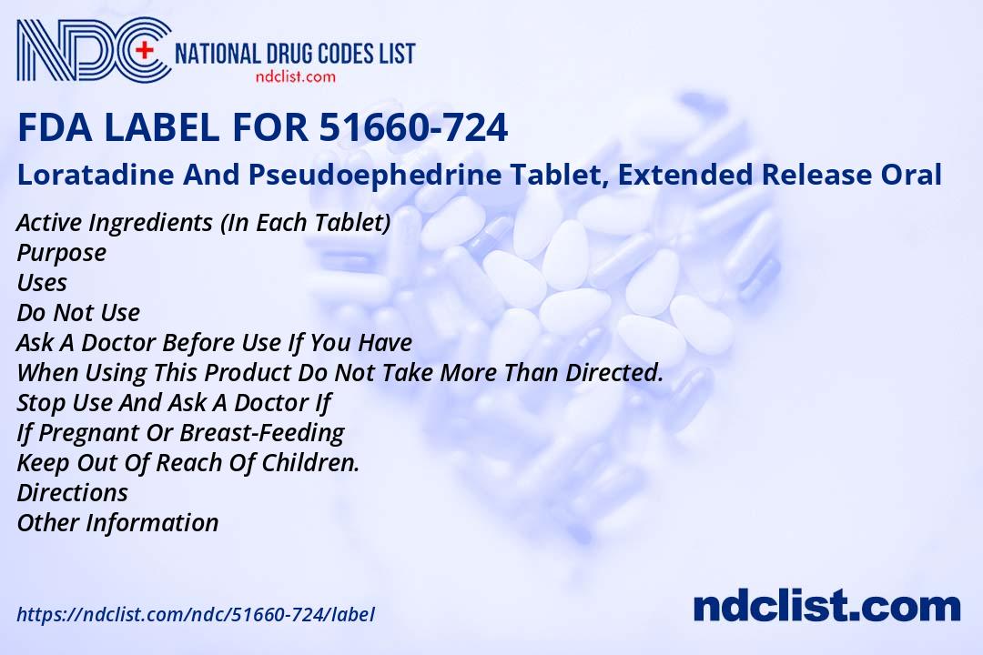 Loratadine And Pseudoephedrine FDA Label - NDC 51660-724