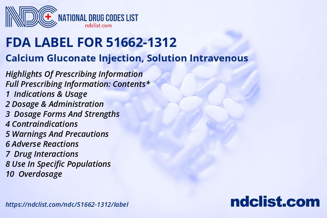 FDA Label for Calcium Gluconate Injection, Solution Intravenous ...
