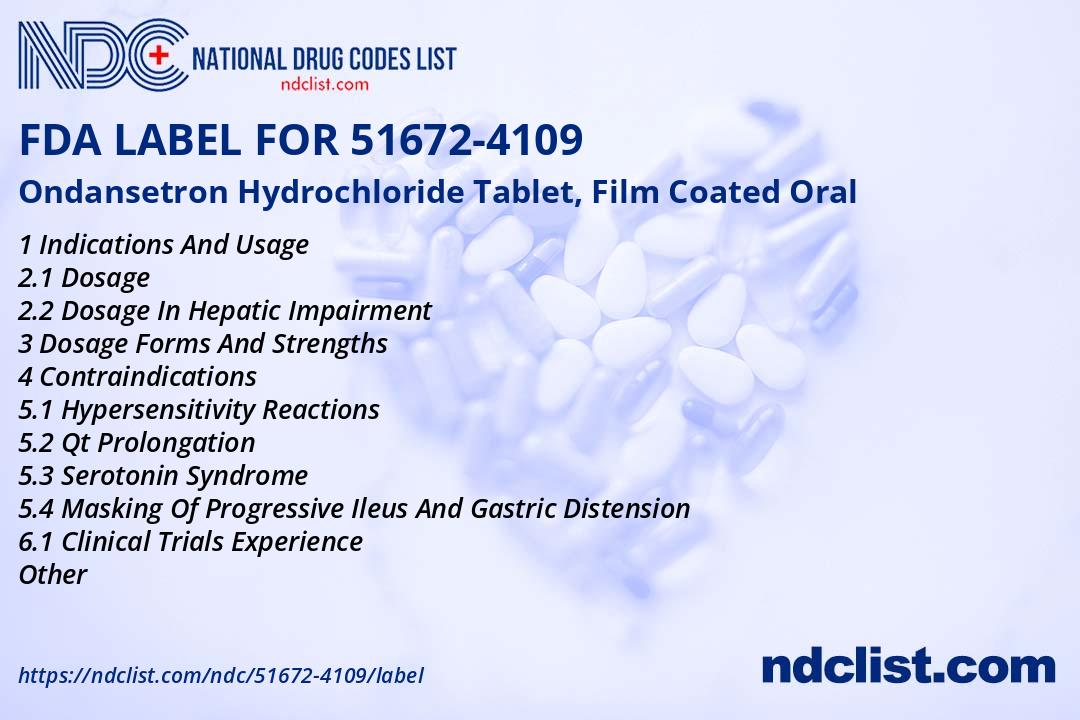 FDA Label for Ondansetron Hydrochloride Tablet, Film Coated Oral ...