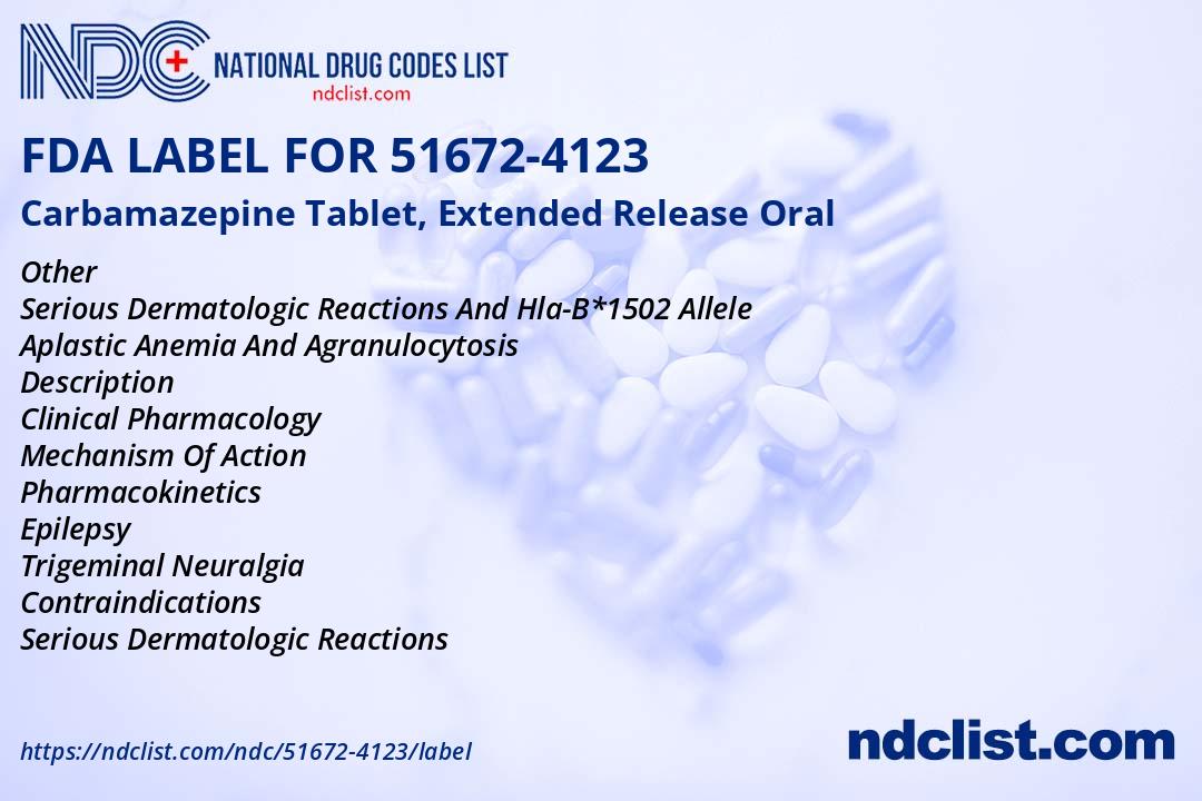 FDA Label for Carbamazepine Tablet, Extended Release Oral - Indications ...