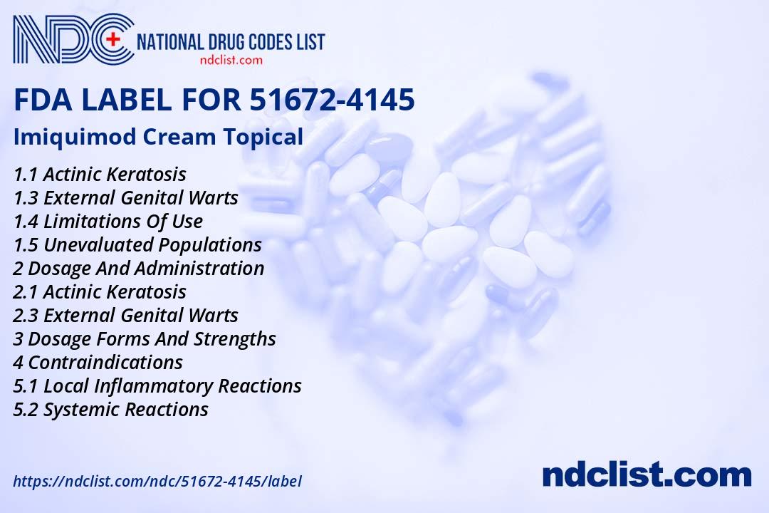 Imiquimod Cream FDA Label - NDC 51672-4145