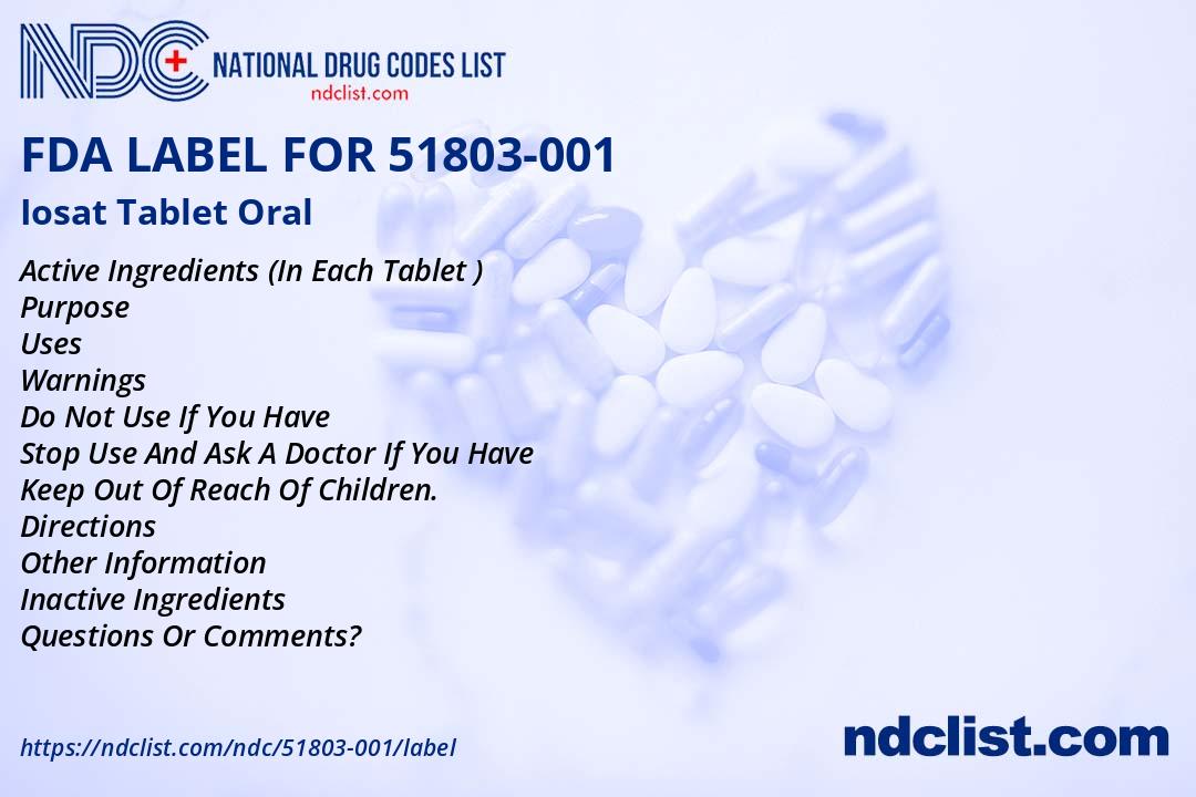 Iosat Tablet FDA Label - NDC 51803-001