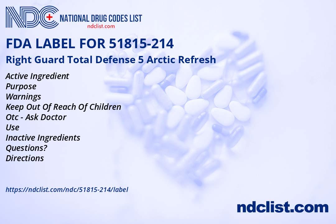 Right Guard Total Defense 5 FDA Label - NDC 51815-214