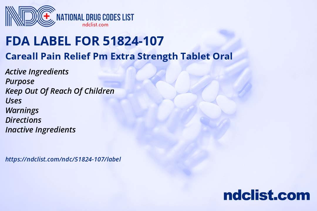 Careall Pain Relief Pm Tablet- FDA Label NDC51824-107