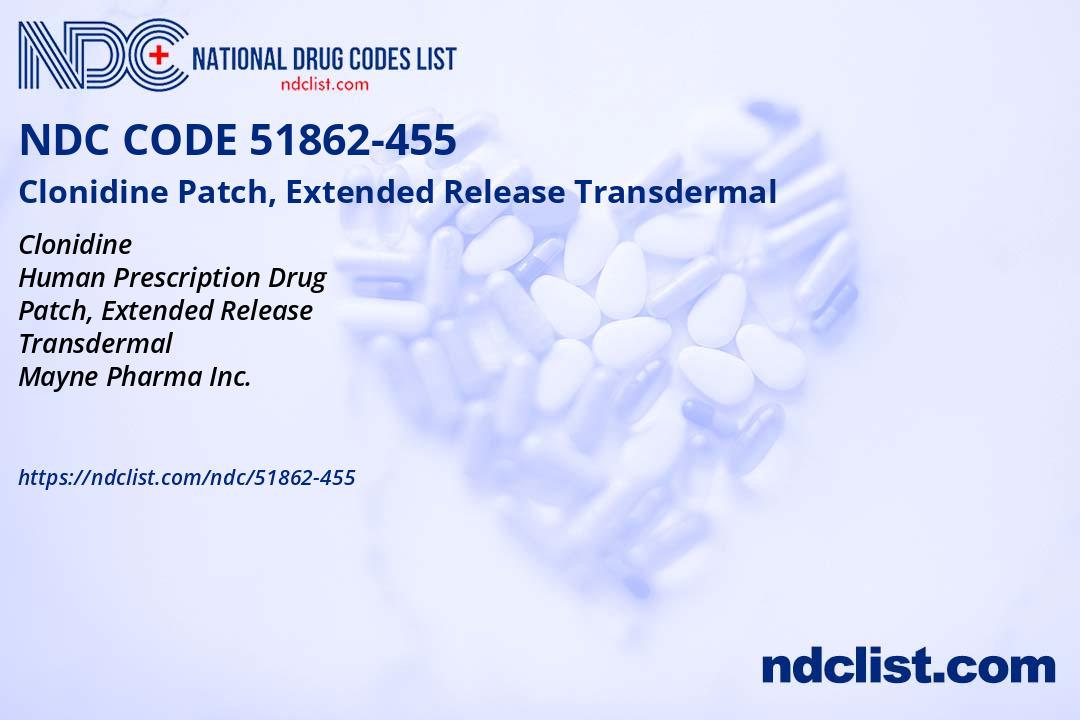 NDC 51862-455 Clonidine Patch, Extended Release Transdermal
