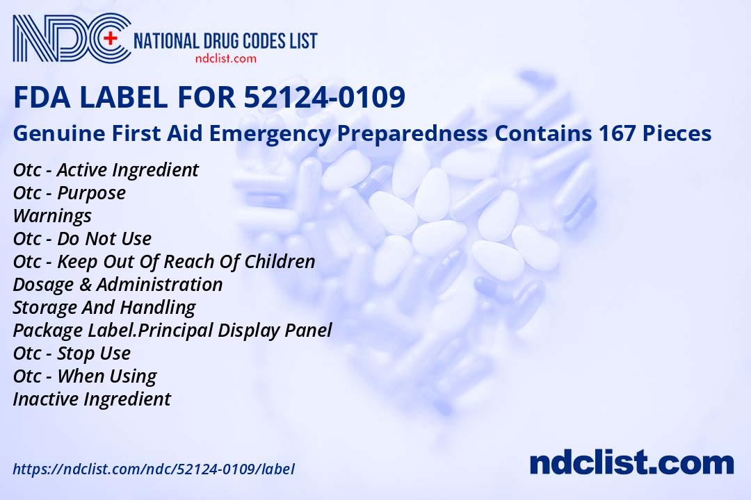 Genuine First Aid Emergency Prep- FDA Label NDC52124-0109