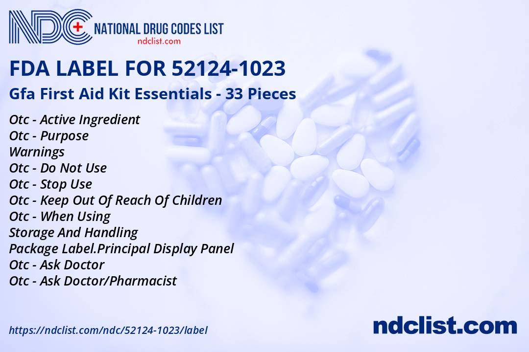 Gfa First Aid Kit Essentials FDA Label - NDC 52124-1023