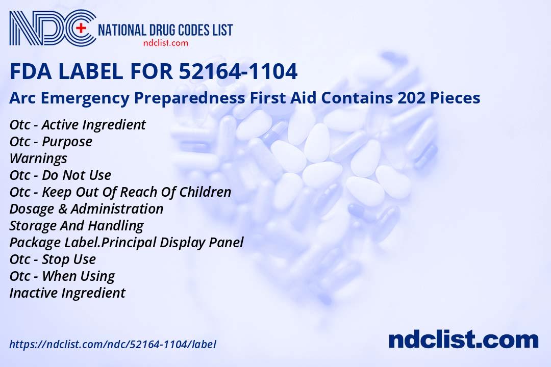 FDA Label for Arc Emergency Preparedness First Aid Contains 202 Pieces ...