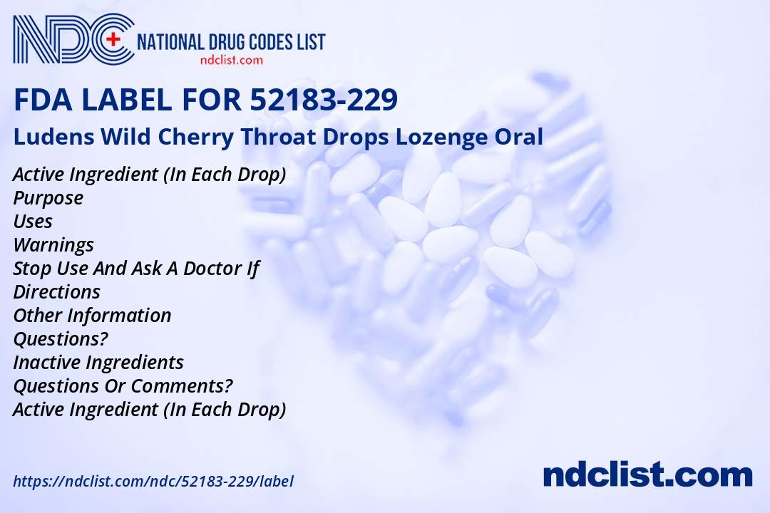 FDA Label for Ludens Wild Cherry Throat Drops Lozenge Oral ...