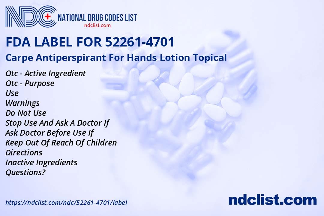 FDA Label for Carpe Antiperspirant For Hands Lotion Topical ...