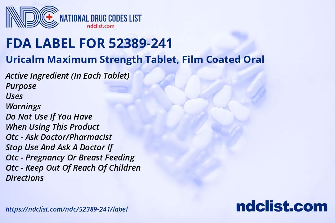 FDA Label for Uricalm Maximum Strength Tablet, Film Coated Oral ...