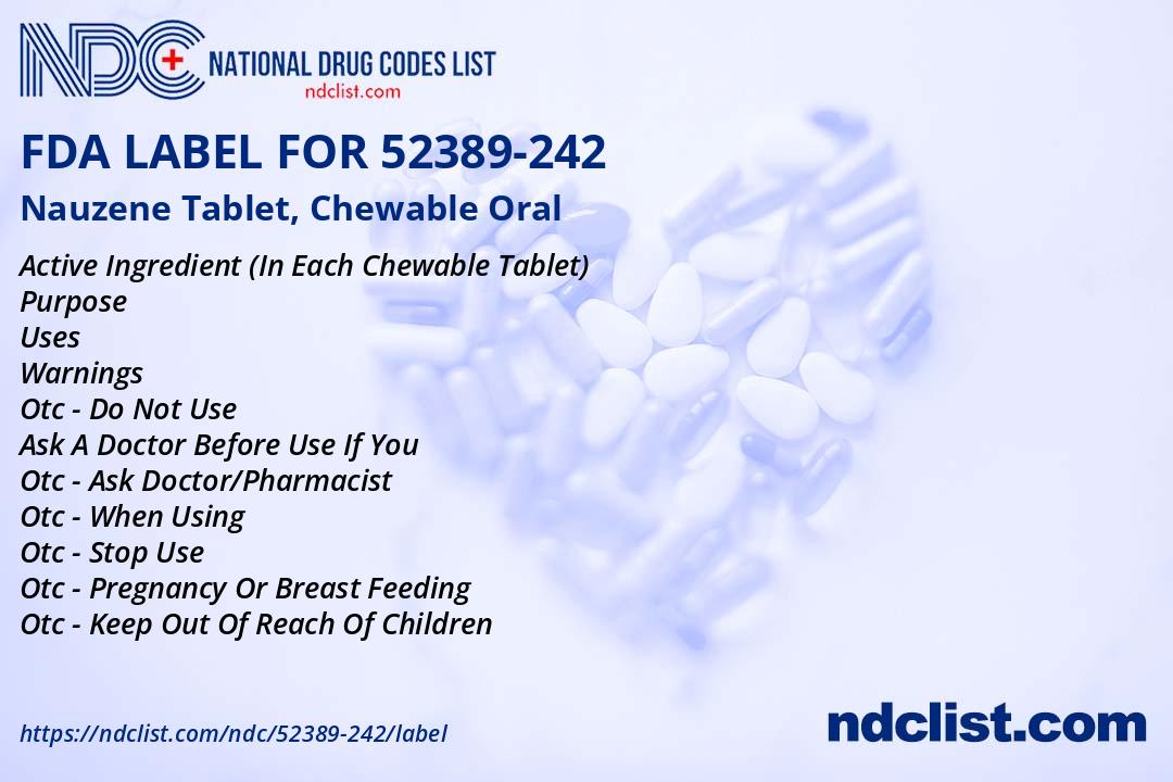 Nauzene Tablet, Chewable- FDA Label NDC52389-242