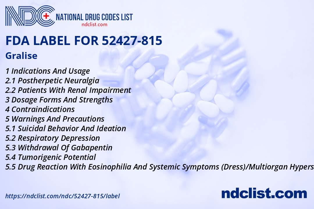 FDA Label for Gralise - Indications, Usage & Precautions