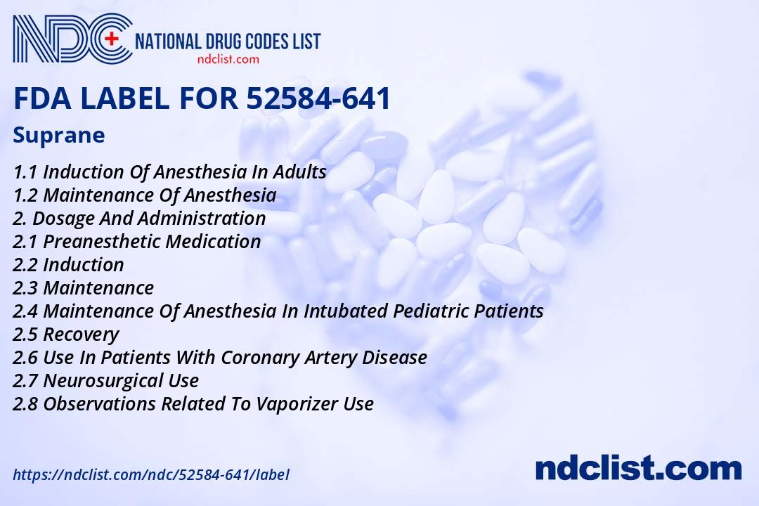 FDA Label for Suprane - Indications, Usage & Precautions