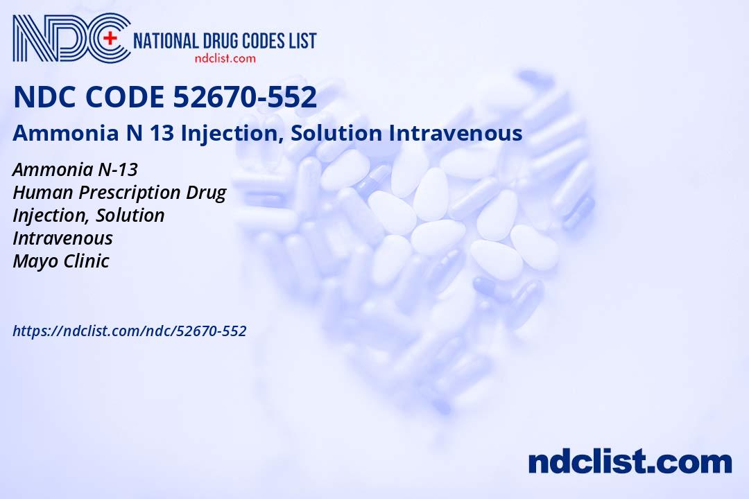 Ammonia N 13 Injection, Solution- NDC52670-552