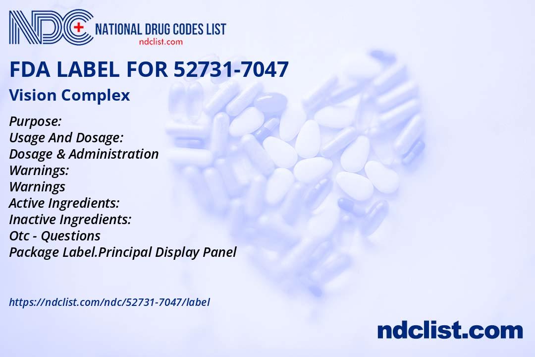 FDA Label for Vision Complex - Indications, Usage & Precautions