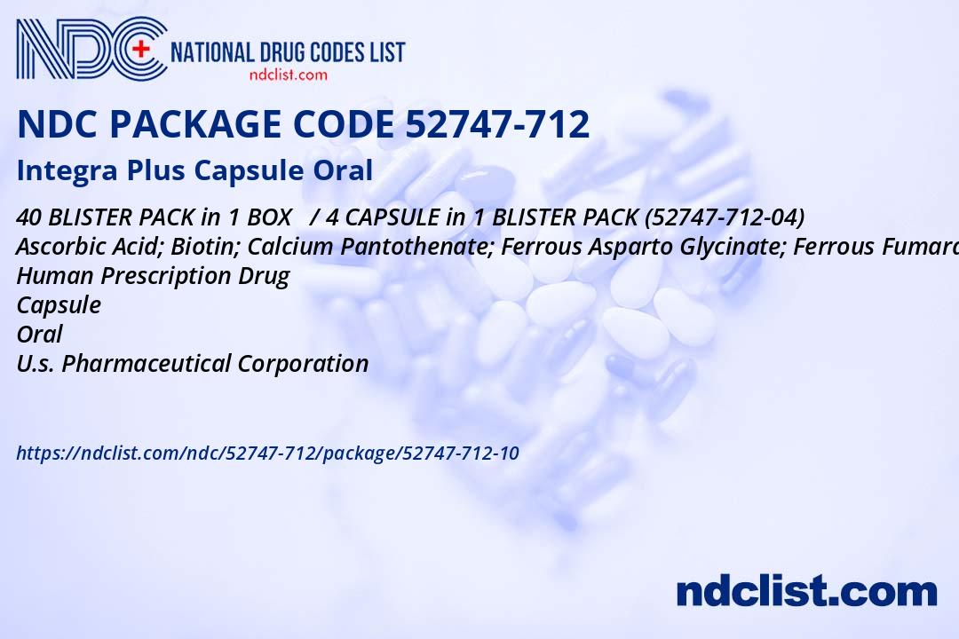 NDC Package 52747-712-10 Integra Plus Capsule Oral