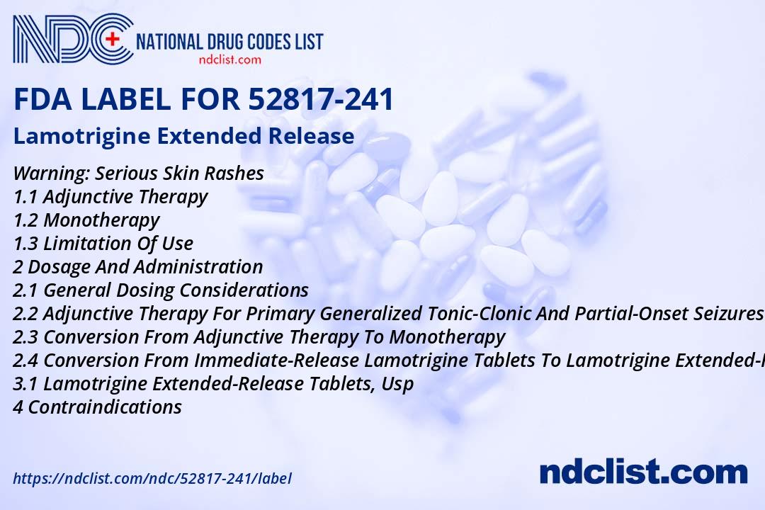 Lamotrigine Extended Release FDA Label - NDC 52817-241