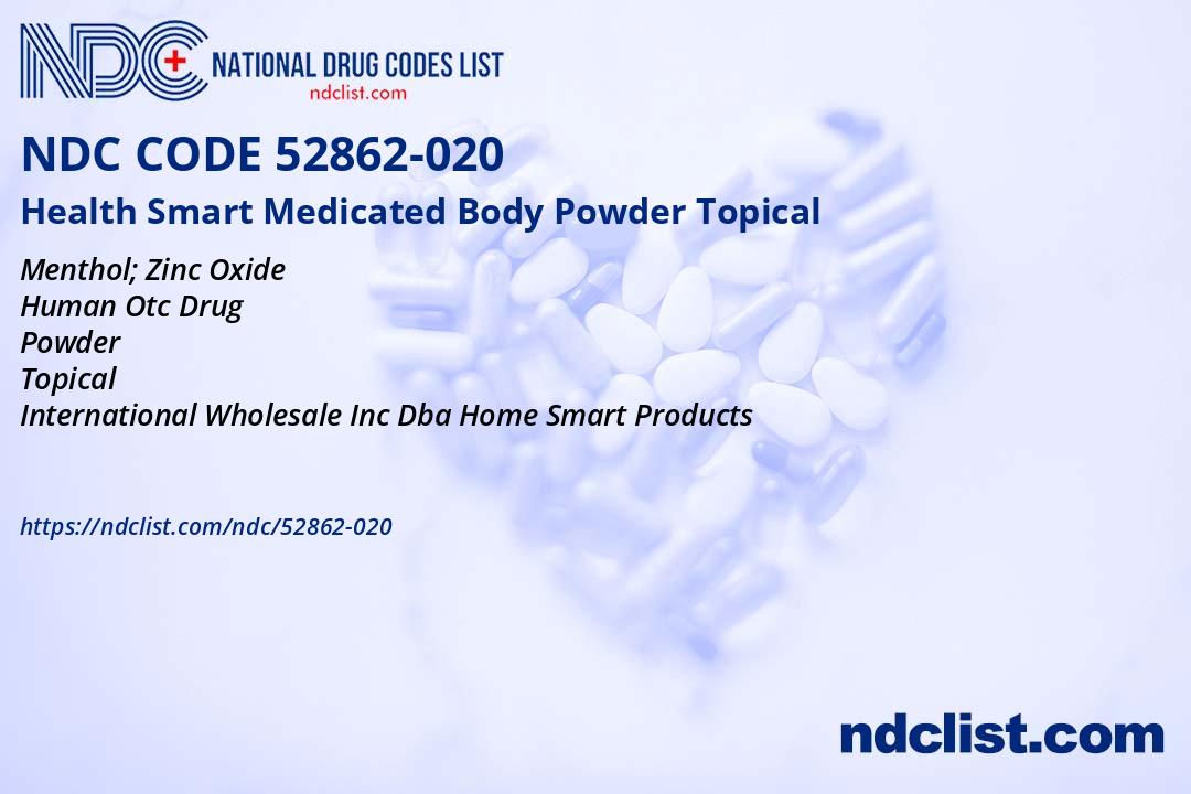 NDC 52862-020 Health Smart Medicated Body Powder Topical
