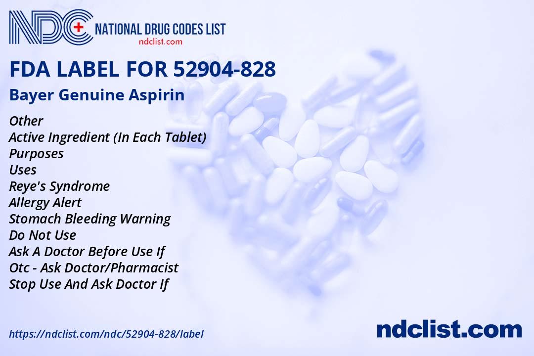 FDA Label for Bayer Genuine Aspirin - Indications, Usage & Precautions