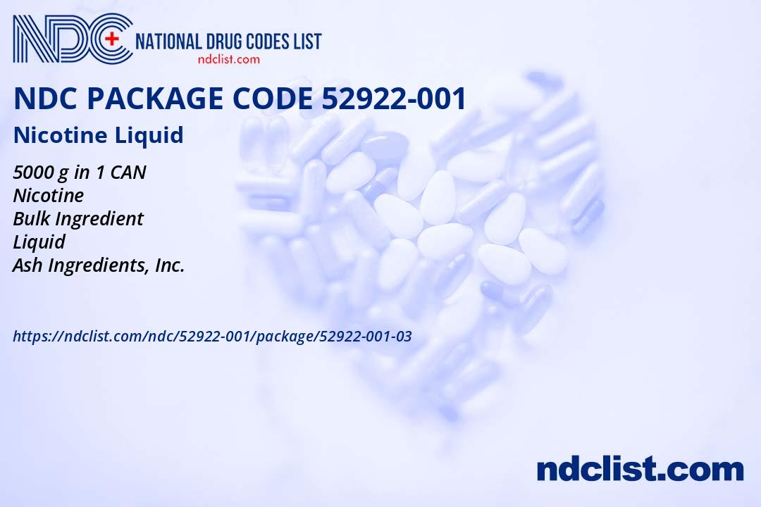 NDC Package 52922-001-03 Nicotine Liquid
