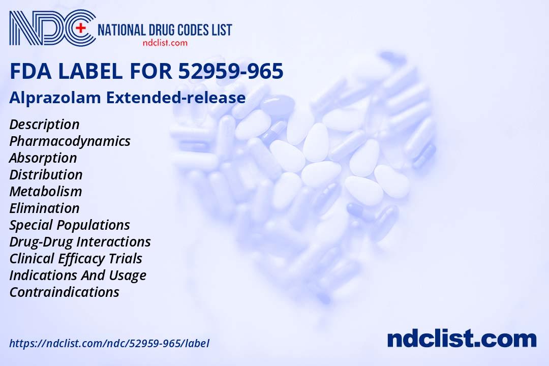 FDA Label for Alprazolam Extended-release - Indications, Usage ...