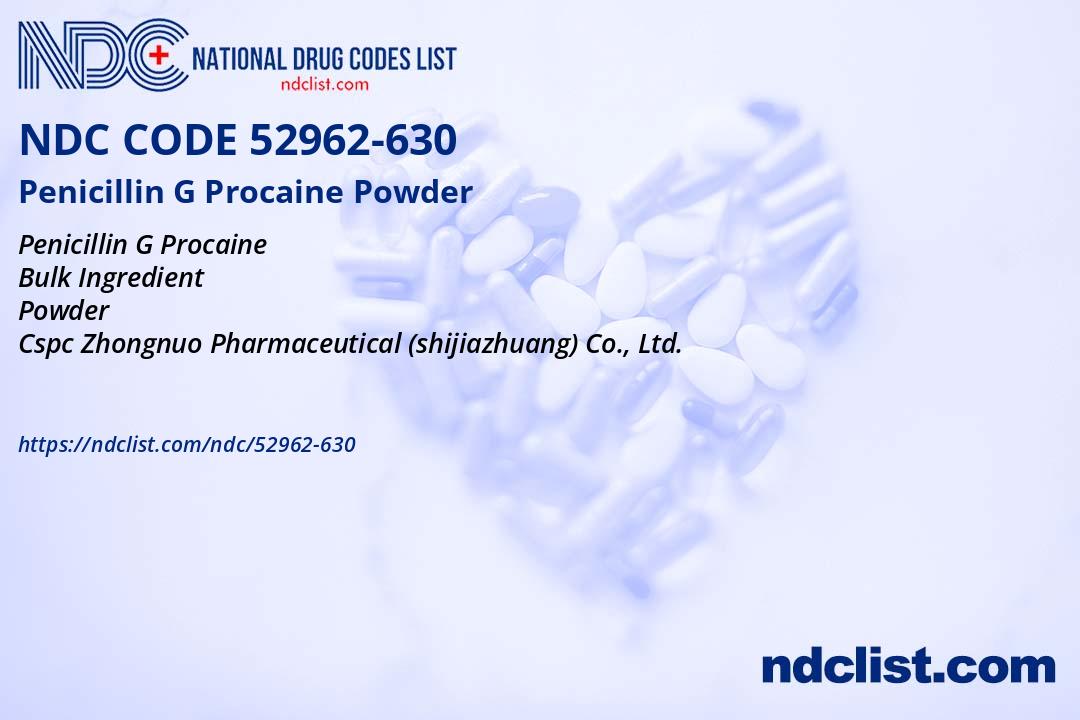 NDC 52962-630 Penicillin G Procaine Powder