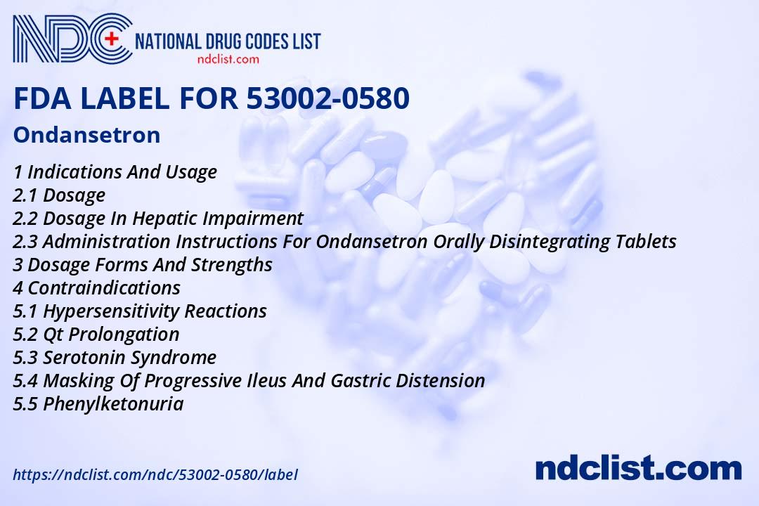 FDA Label for Ondansetron - Indications, Usage & Precautions