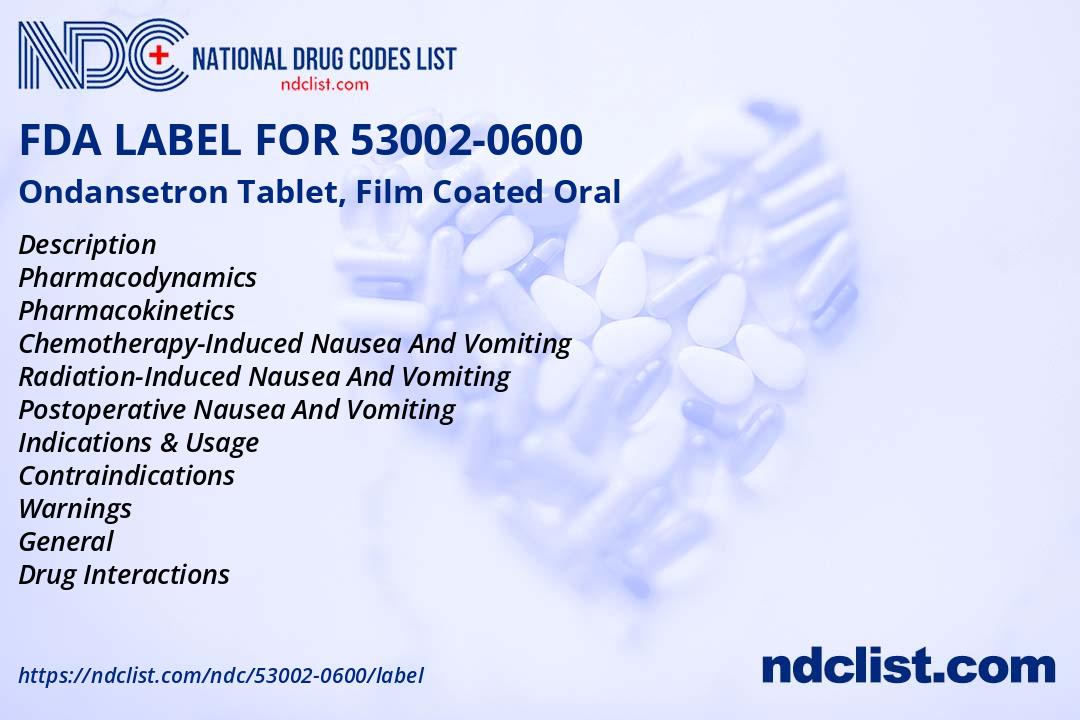 FDA Label for Ondansetron - Indications, Usage & Precautions