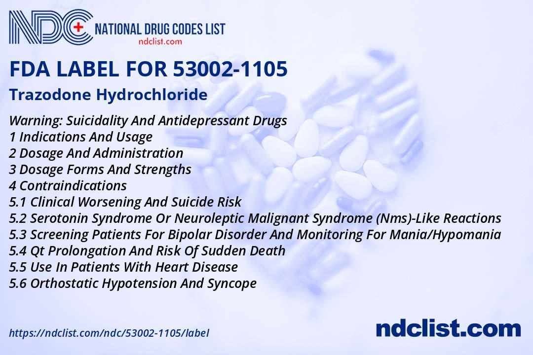 FDA Label for Trazodone Hydrochloride - Indications, Usage & Precautions