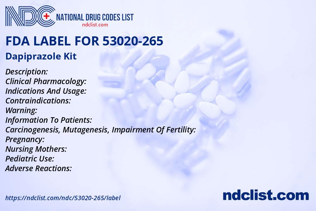Dapiprazole FDA Label - NDC 53020-265