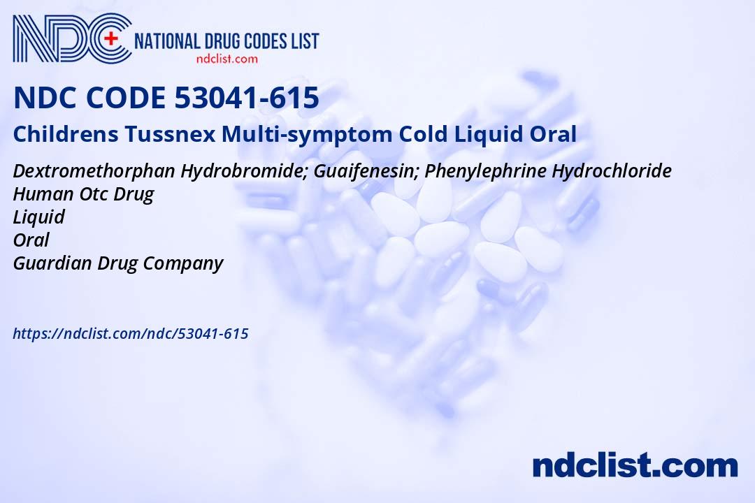 Childrens Tussnex Multi-symptom Cold Liquid- NDC53041-615