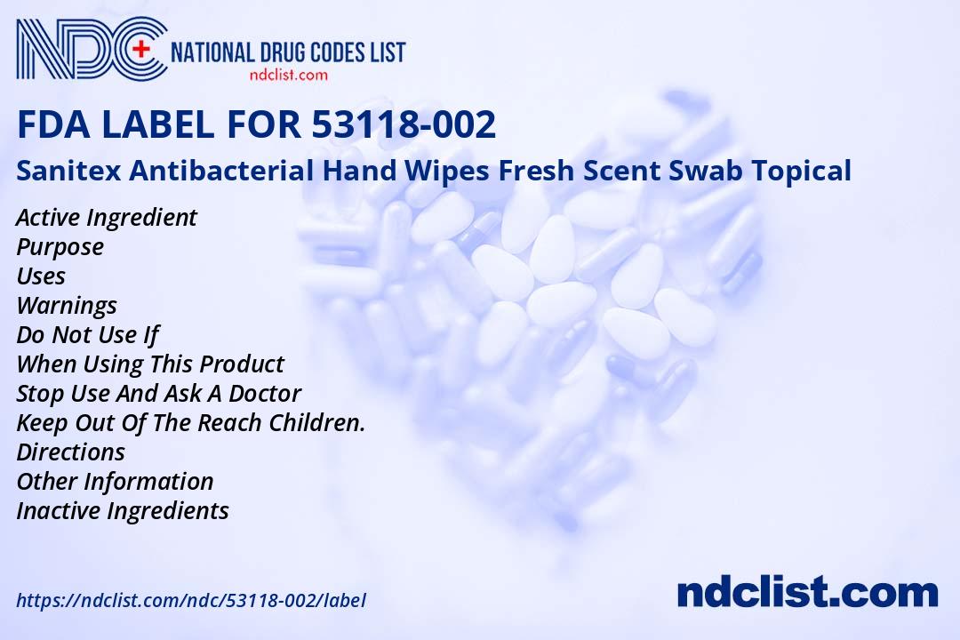 Sanitex Antibacterial Hand Wipes- FDA Label NDC53118-002