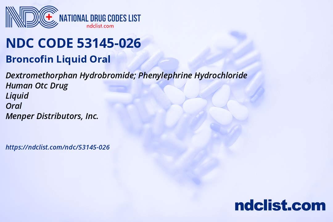 NDC Crossover 53145-026 Broncofin Liquid Oral - Compare Drug ...