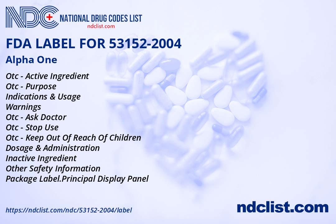 FDA Label for Alpha One - Indications, Usage & Precautions
