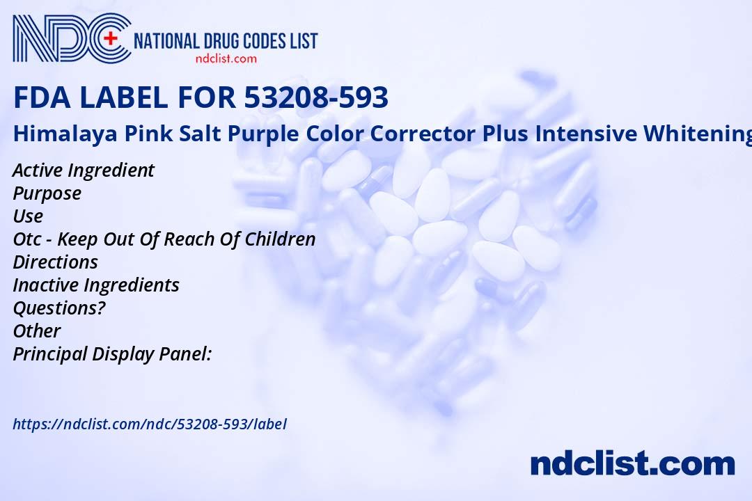 FDA Label for Himalaya Pink Salt Purple Color Corrector Plus Intensive ...