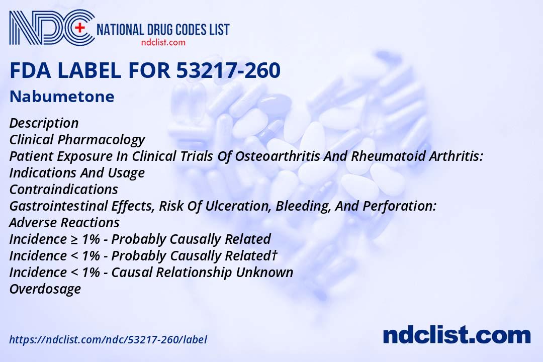 FDA Label for Nabumetone - Indications, Usage & Precautions