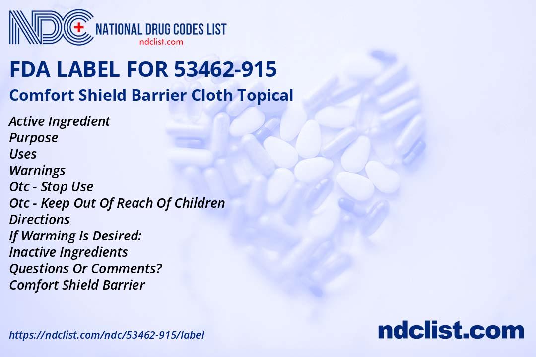 FDA Label for Comfort Shield Barrier Cloth Topical - Indications, Usage ...