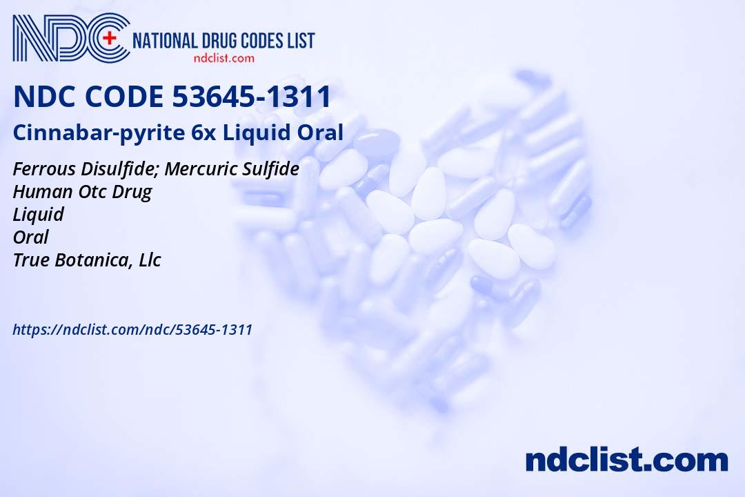 NDC 53645-1311 Cinnabar-pyrite 6x Liquid Oral