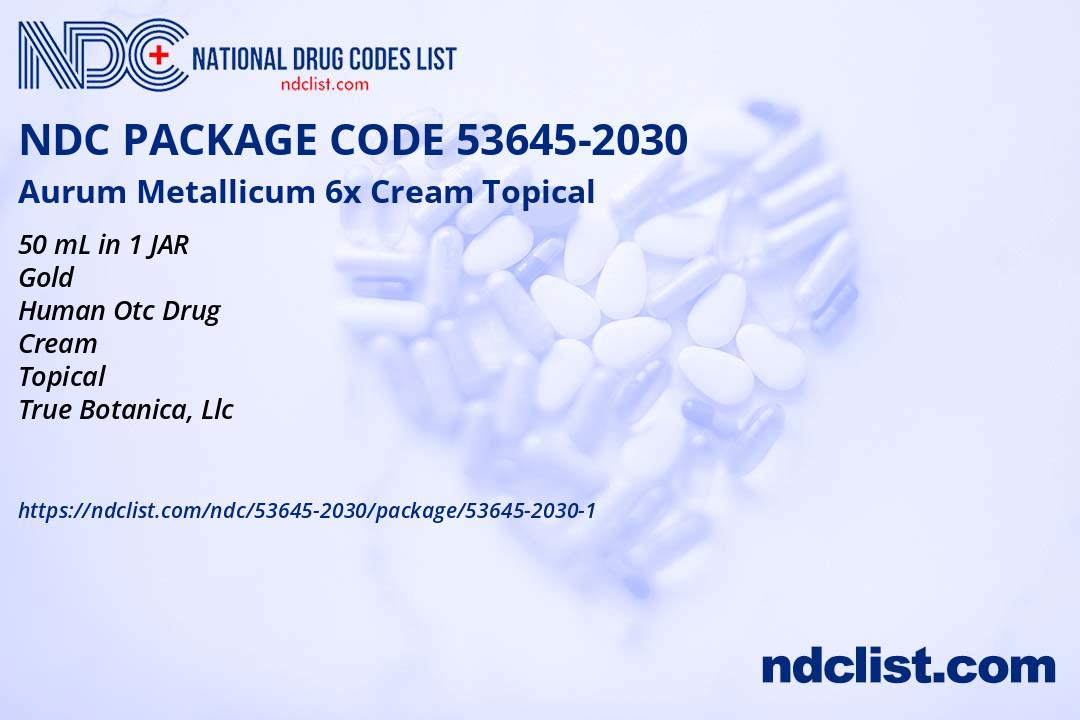 NDC Package 53645-2030-1 Aurum Metallicum 6x Cream Topical