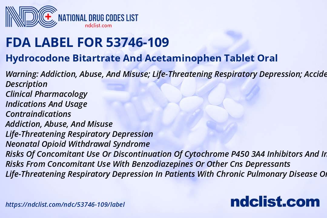 FDA Label for Hydrocodone Bitartrate And Acetaminophen Tablet Oral ...