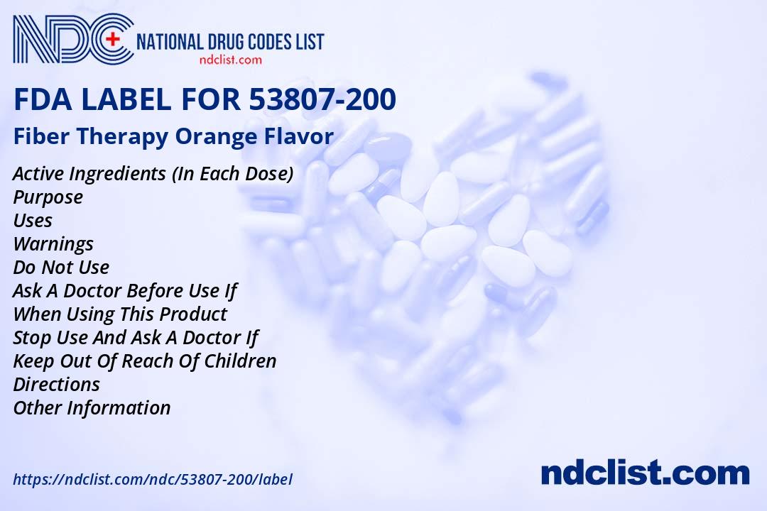 FDA Label for Fiber Therapy Orange Flavor - Indications, Usage ...