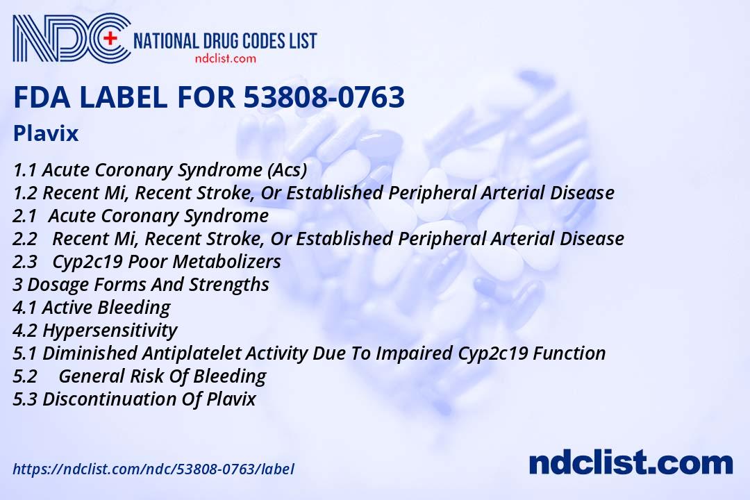 FDA Label for Plavix - Indications, Usage & Precautions