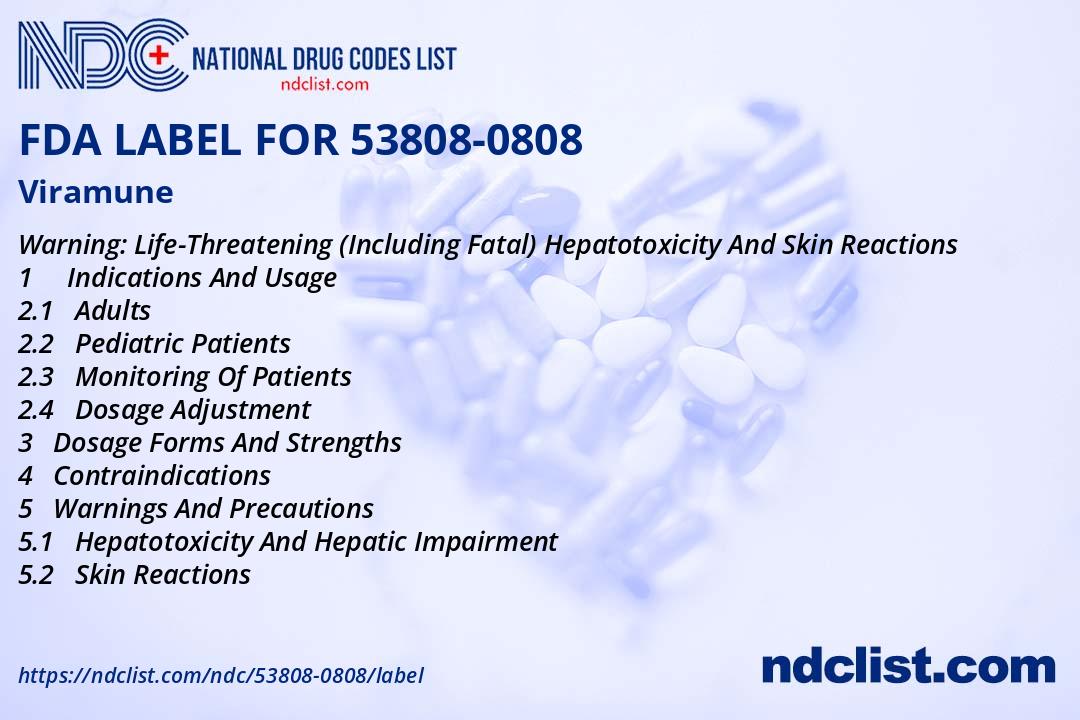 FDA Label for Viramune - Indications, Usage & Precautions